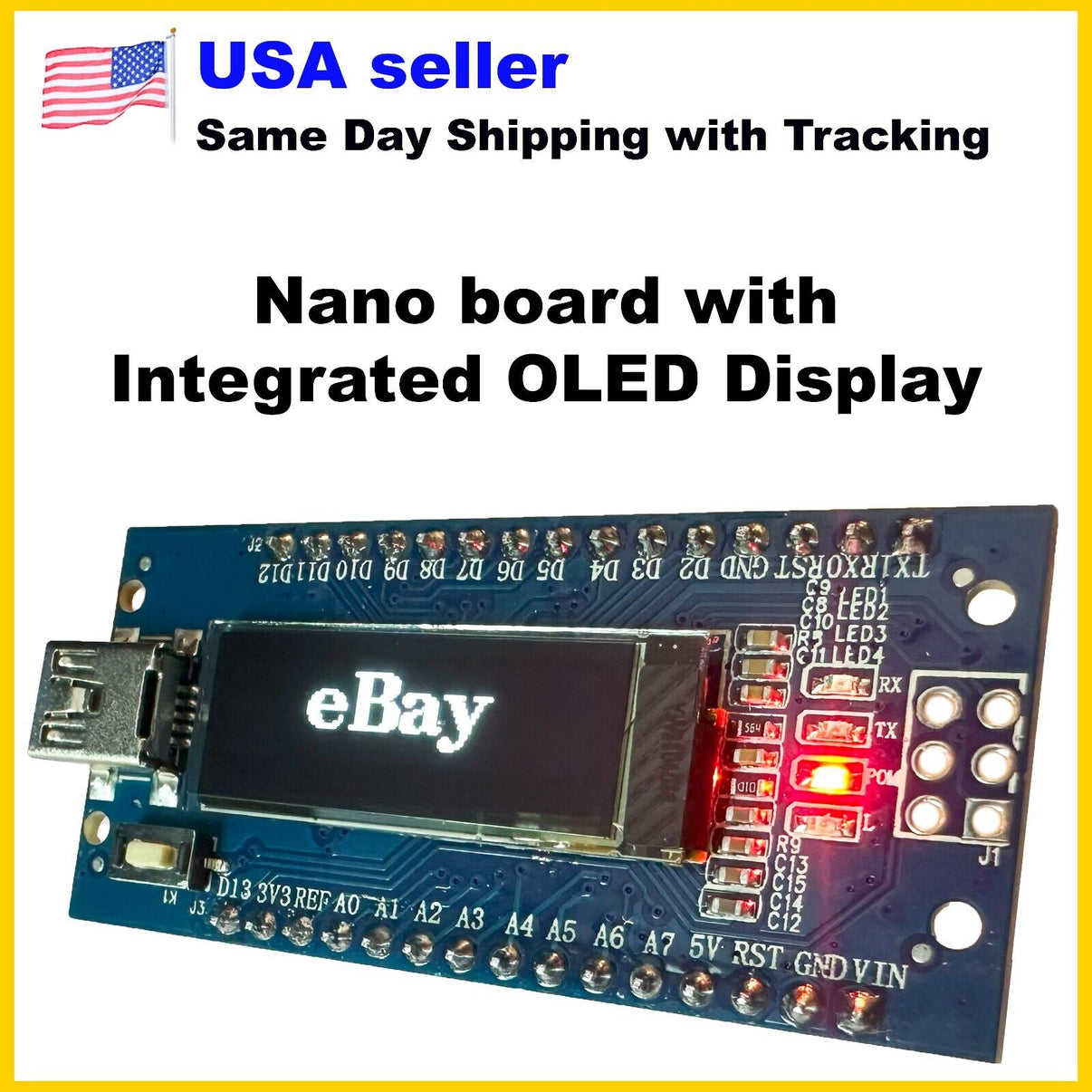 Nano V3 Board ATmega328P CH340 Controller with 0.91'' OLED Display for ...