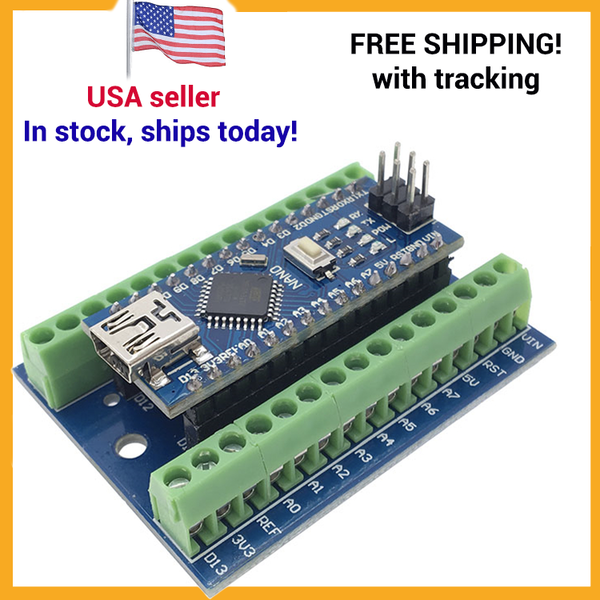 ATMEGA328P V3.0 Board + Expansion Terminal Adapter Shield for Arduino – BoardsAndSensors